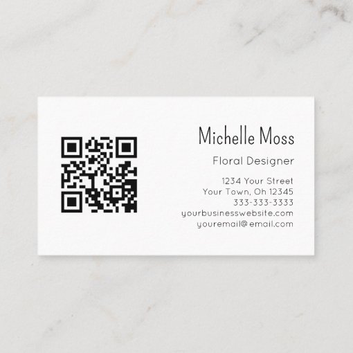 Simple Daisy QR code Gold Floral Designer Business Card | Zazzle