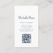 Simple Daisy QR code Navy Blue Graphic Designer Business Card | Zazzle