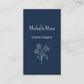 Simple Daisy QR code Navy Blue Graphic Designer Business Card | Zazzle