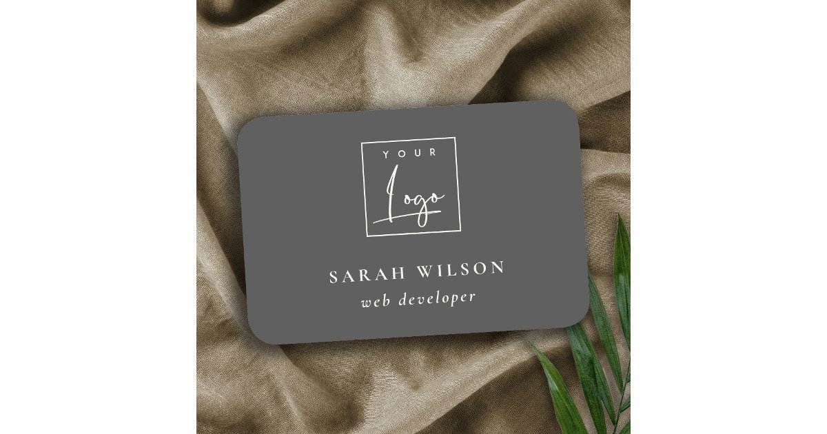 Simple Dark Black Custom Promotional Business Logo Name Tag | Zazzle