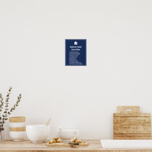 Simple Dark Blue and White Family Rules Template Poster | Zazzle
