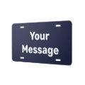 Simple Dark Blue and White Your Message Template License Plate | Zazzle