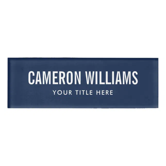 Simple dark blue professional magnetic name tags | Zazzle