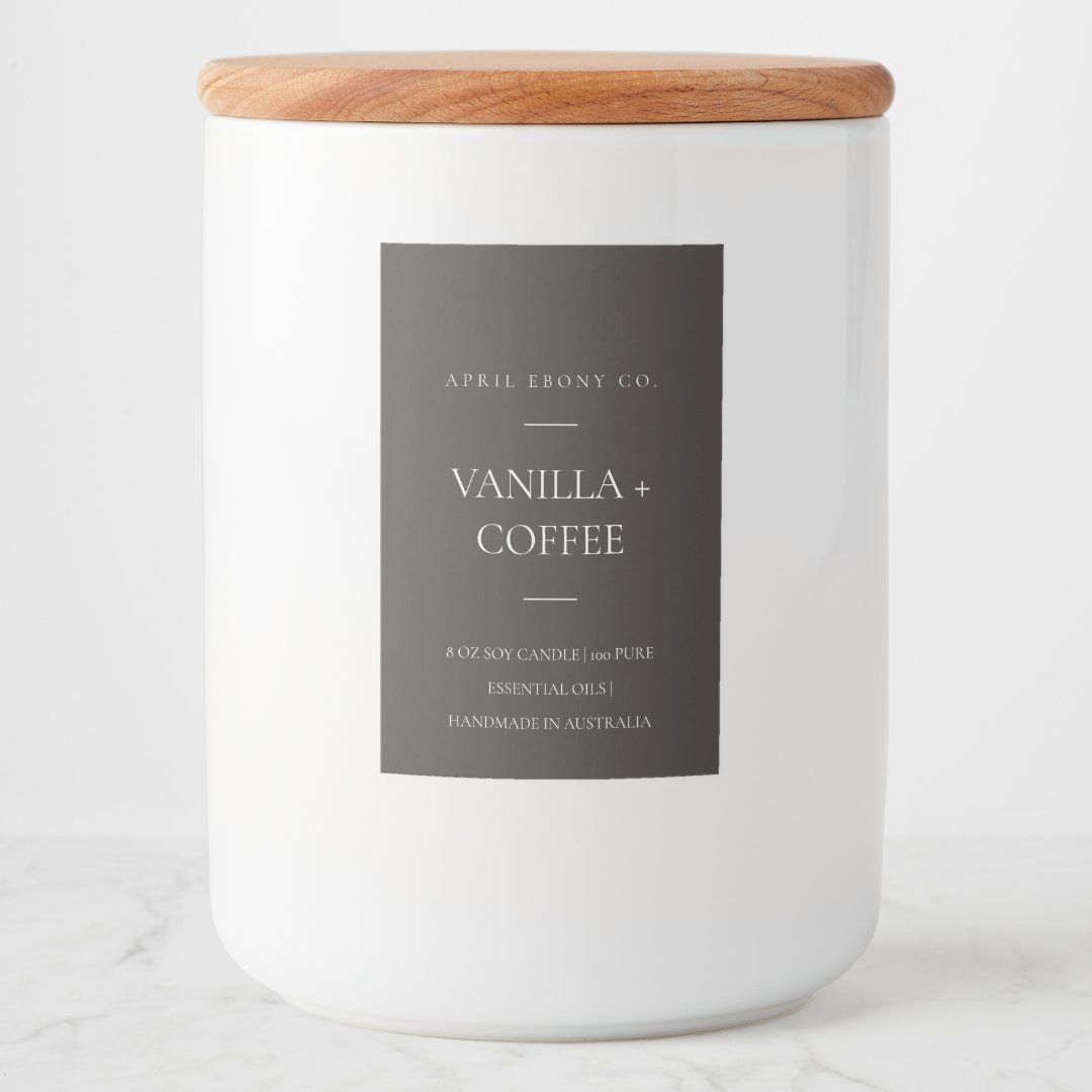SIMPLE DARK GREY BLACK MINIMAL MODERN CANDLE FOOD LABEL | Zazzle