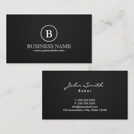 Simple Dark Monogram Baker Business Card | Zazzle