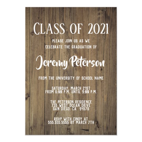 Simple Dark Wood Planks Graduation Party Invite | Zazzle.com