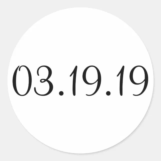 Simple Date - Circle Sticker | Zazzle