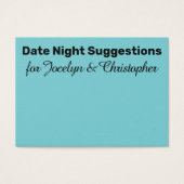 Simple Date Night Suggestions Turquoise Card | Zazzle
