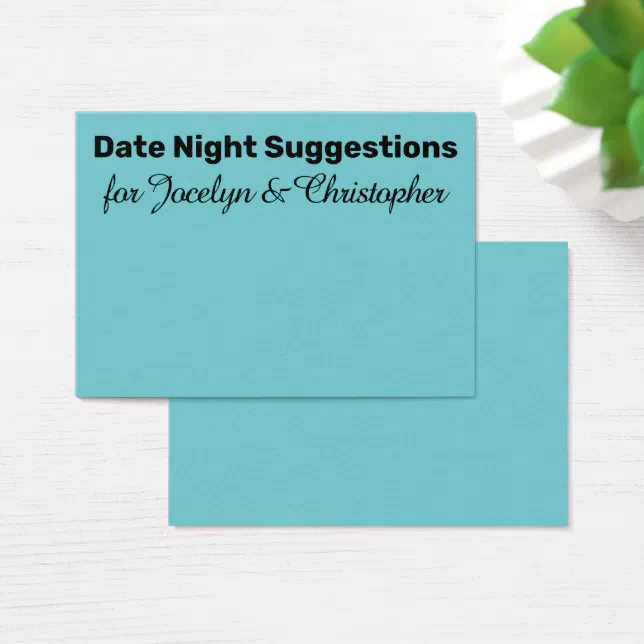 Simple Date Night Suggestions Turquoise Card | Zazzle