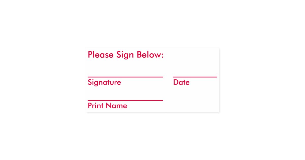 Simple Dated Signature Request Rubber Stamp | Zazzle