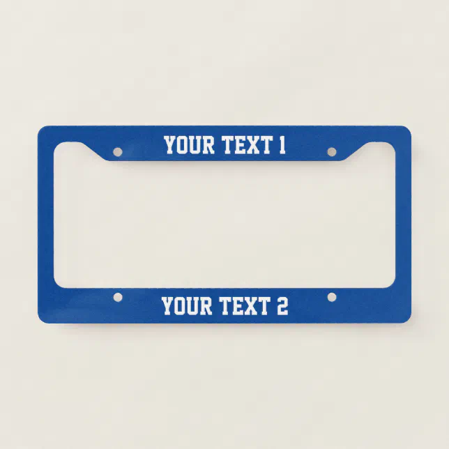 Simple Deep Blue and White Text Template License Plate Frame | Zazzle