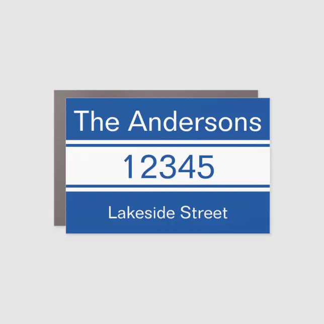 Simple Deep Blue White Name Address Mailbox Decal | Zazzle