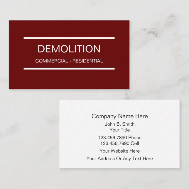 Simple Demolition Business Cards | Zazzle