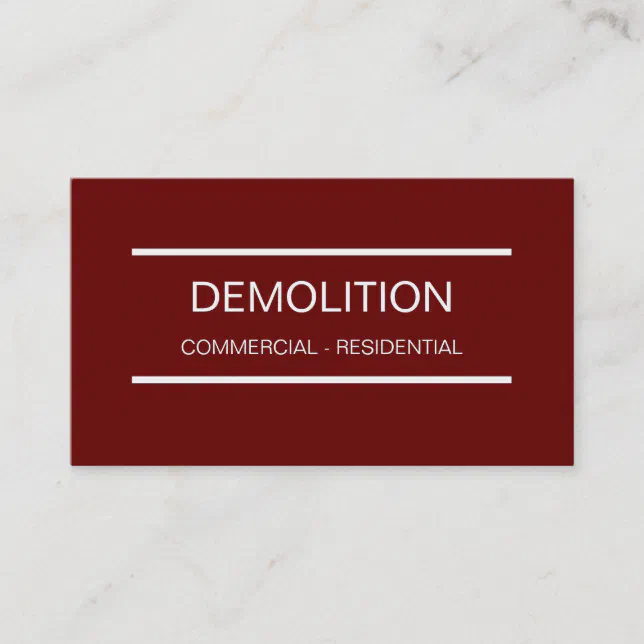 Simple Demolition Business Cards | Zazzle