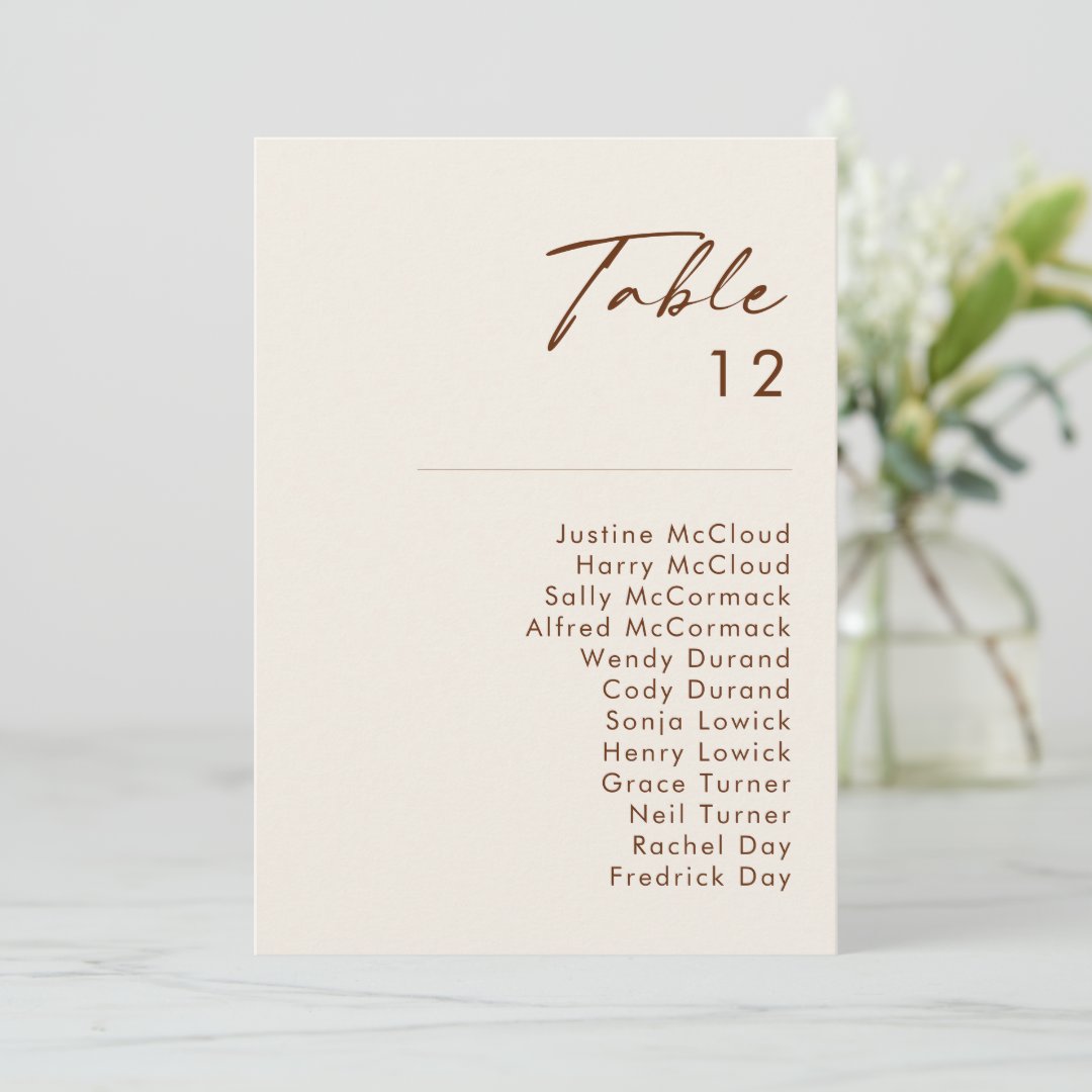 Simple Desert | Natural White Table Number Chart | Zazzle