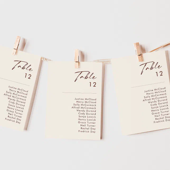 Simple Desert | Natural White Table Number Chart | Zazzle