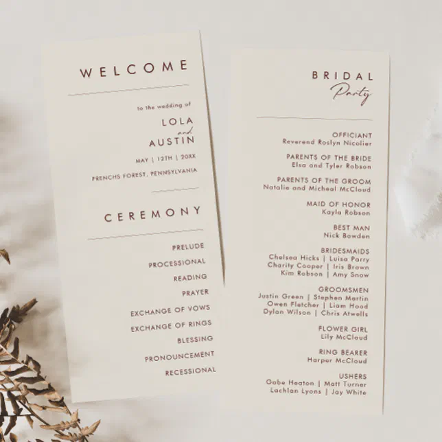 Simple Desert | Natural White Wedding Program | Zazzle