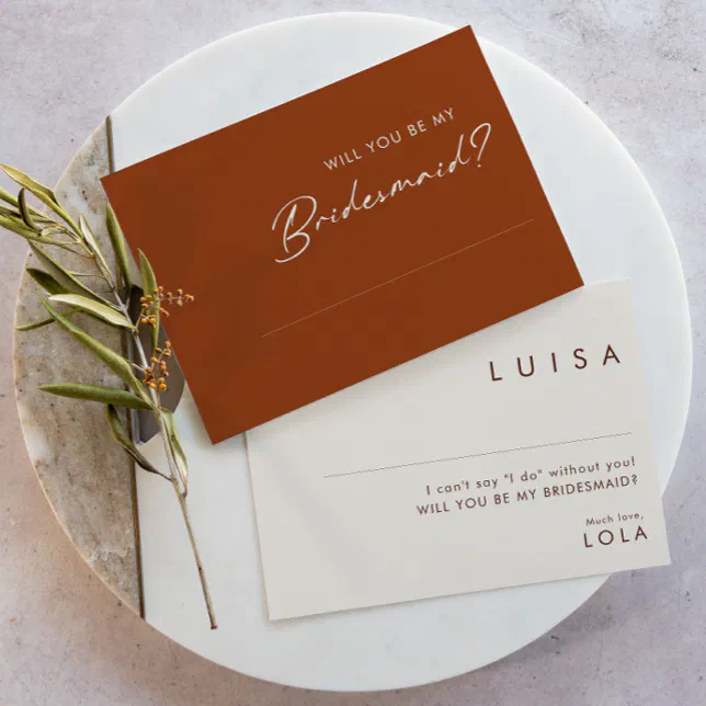 Simple Desert Terracotta Bridesmaid Proposal card | Zazzle