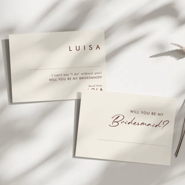 Simple Desert White Bridesmaid Proposal card | Zazzle