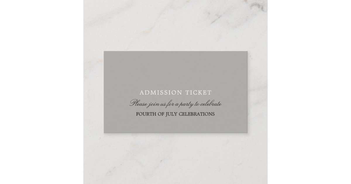 Simple Design Admission Ticket Enclosure Card | Zazzle