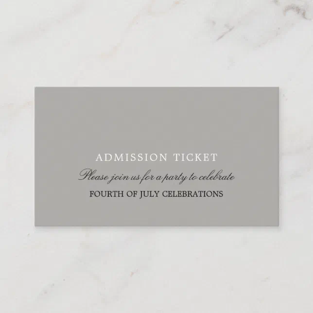 Simple Design Admission Ticket Enclosure Card | Zazzle