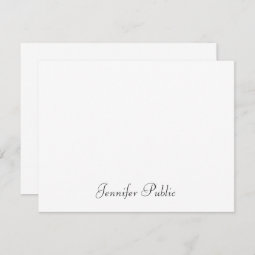 Simple Design Elegant Hand Script Name Text Flat Note Card | Zazzle