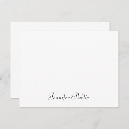 Simple Design Elegant Hand Script Name Text Flat Note Card | Zazzle