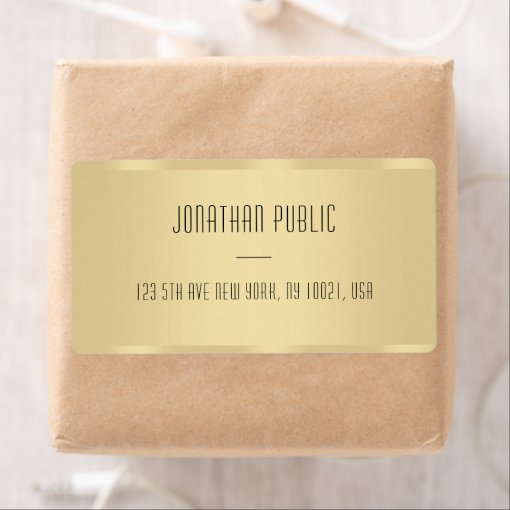 Simple Design Elegant Template Faux Gold Shipping Label | Zazzle