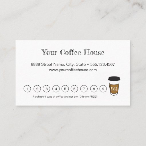 Simple design Free reward Coffee loyalty card | Zazzle