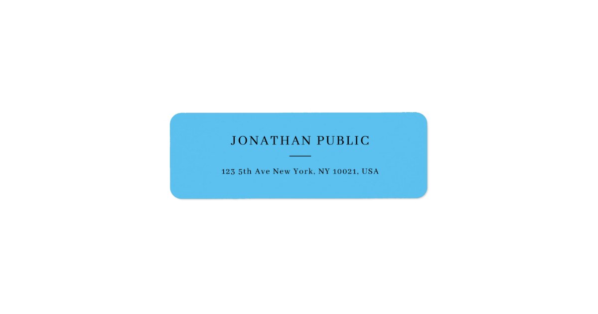 Simple Design Sky Blue Template Return Address Label | Zazzle