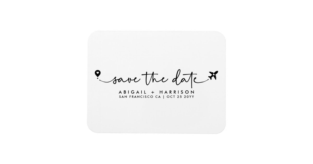 Simple Destination Wedding Script Photo Magnet | Zazzle