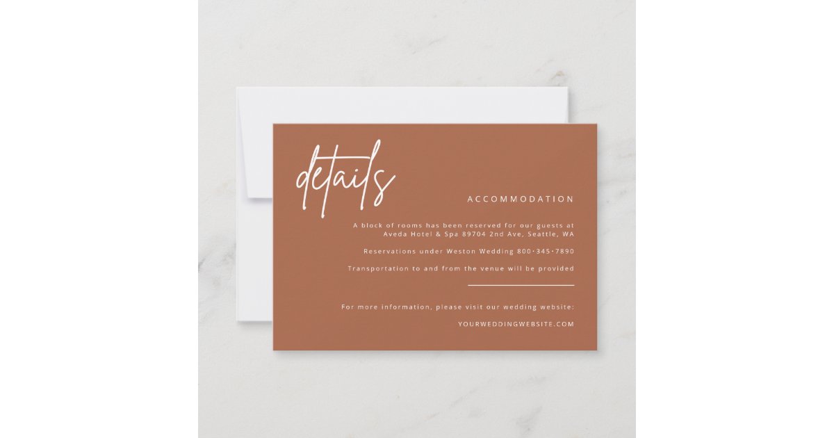 Simple Details Wedding Invitation Enclosure Card | Zazzle