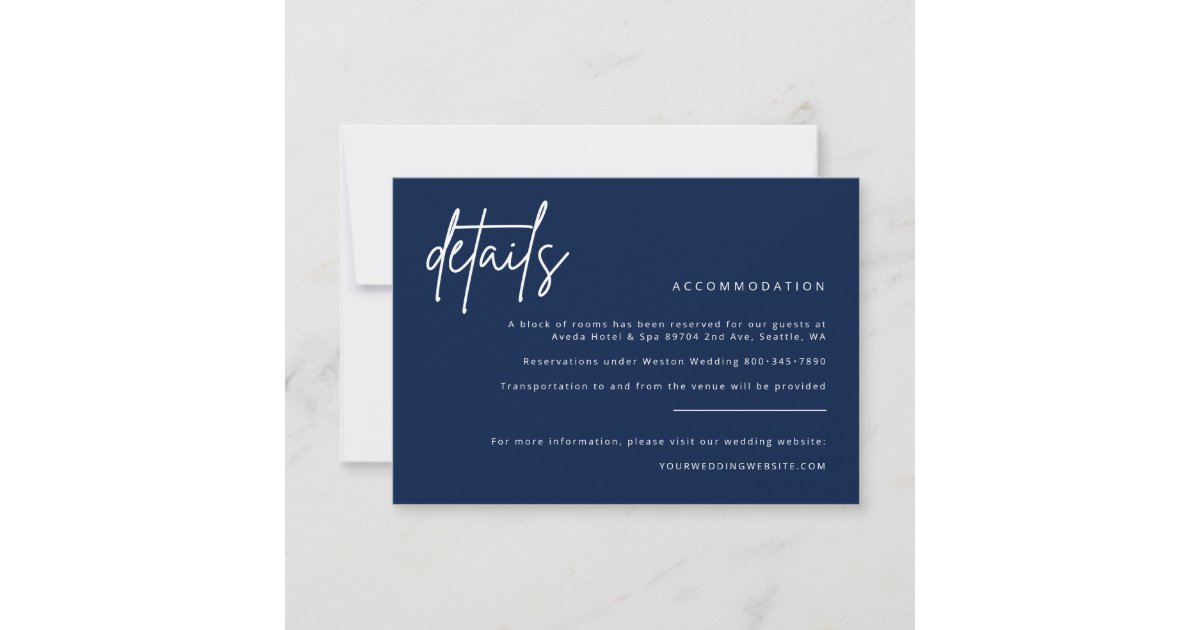 Simple Details Wedding Invitation Enclosure Card | Zazzle
