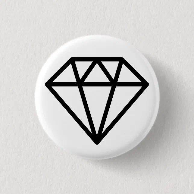 Simple Diamond - Black on White Pinback Button | Zazzle