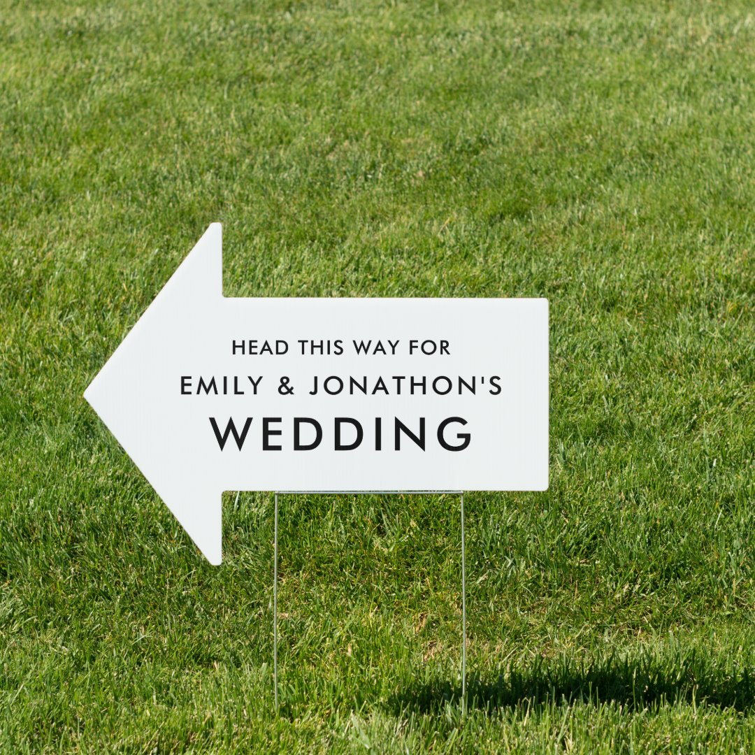 Simple Direction This Way To Wedding White Sign | Zazzle