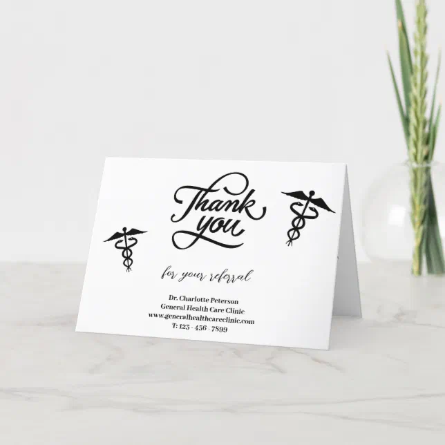 Simple Doctor Patient Referral Thank You Card | Zazzle