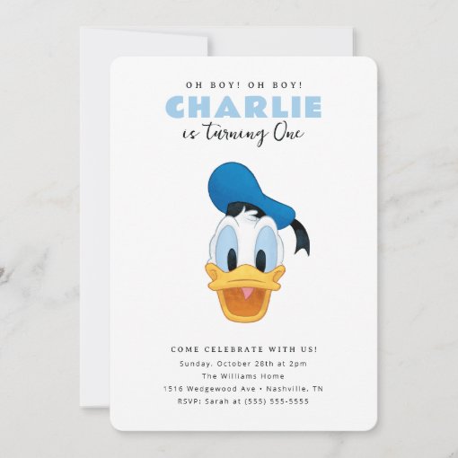 Simple Donald Duck Kids Birthday Invitation | Zazzle