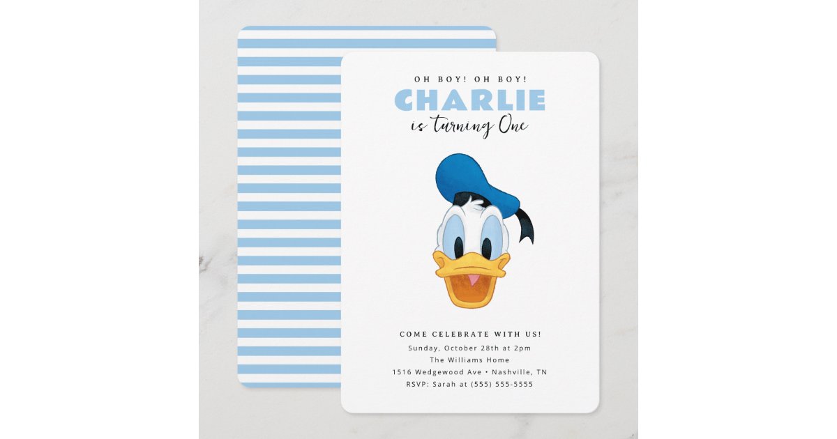 Simple Donald Duck Kids Birthday Invitation | Zazzle