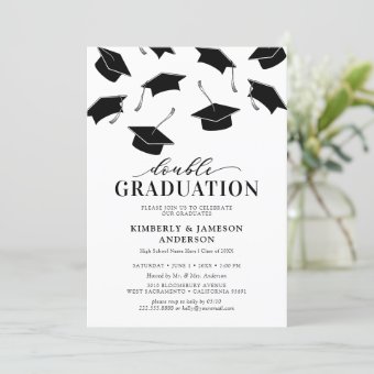 Simple Double Graduation Party Invitations | Zazzle