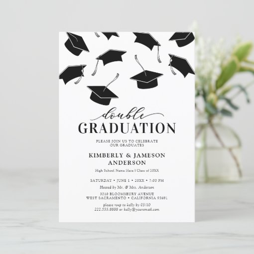 Simple Double Graduation Party Invitations | Zazzle