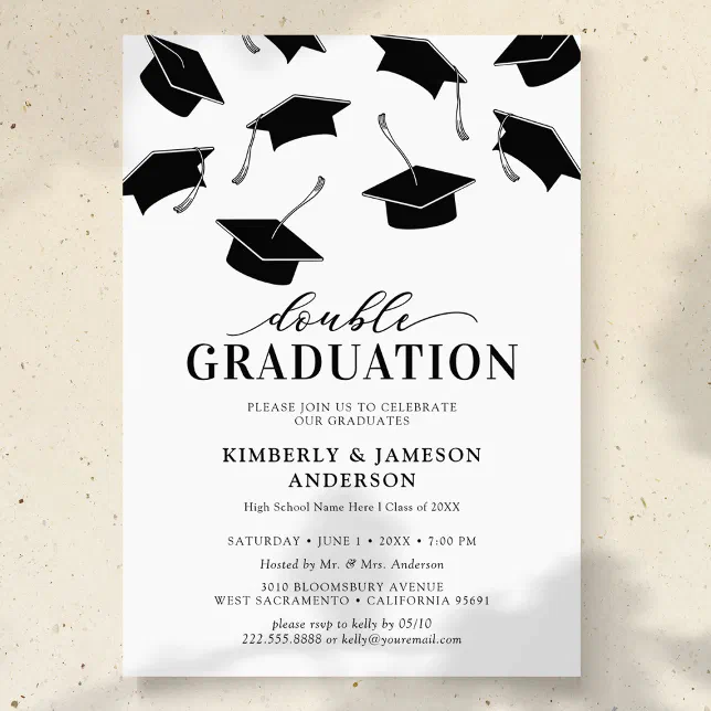 Simple Double Graduation Party Invitations | Zazzle