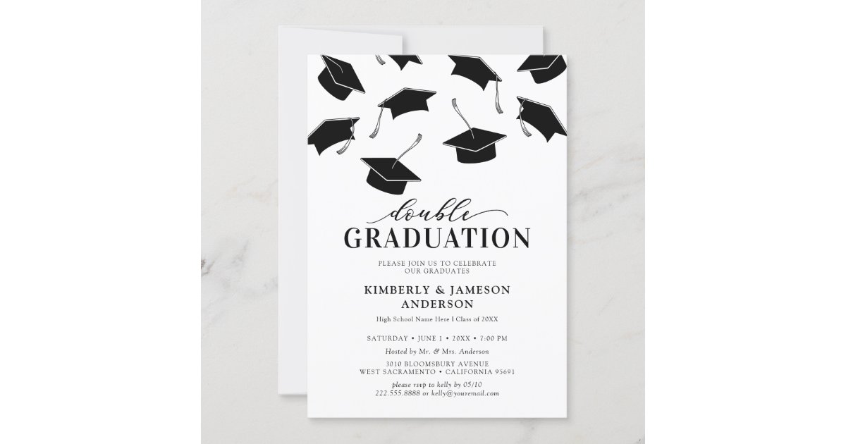 Simple Double Graduation Party Invitations | Zazzle