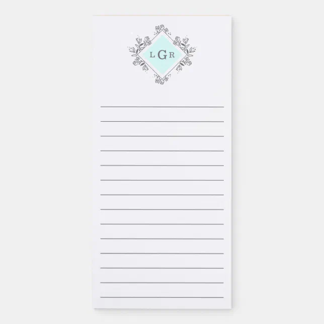 Simple Drawn Floral Blue Magnetic Notepad | Zazzle
