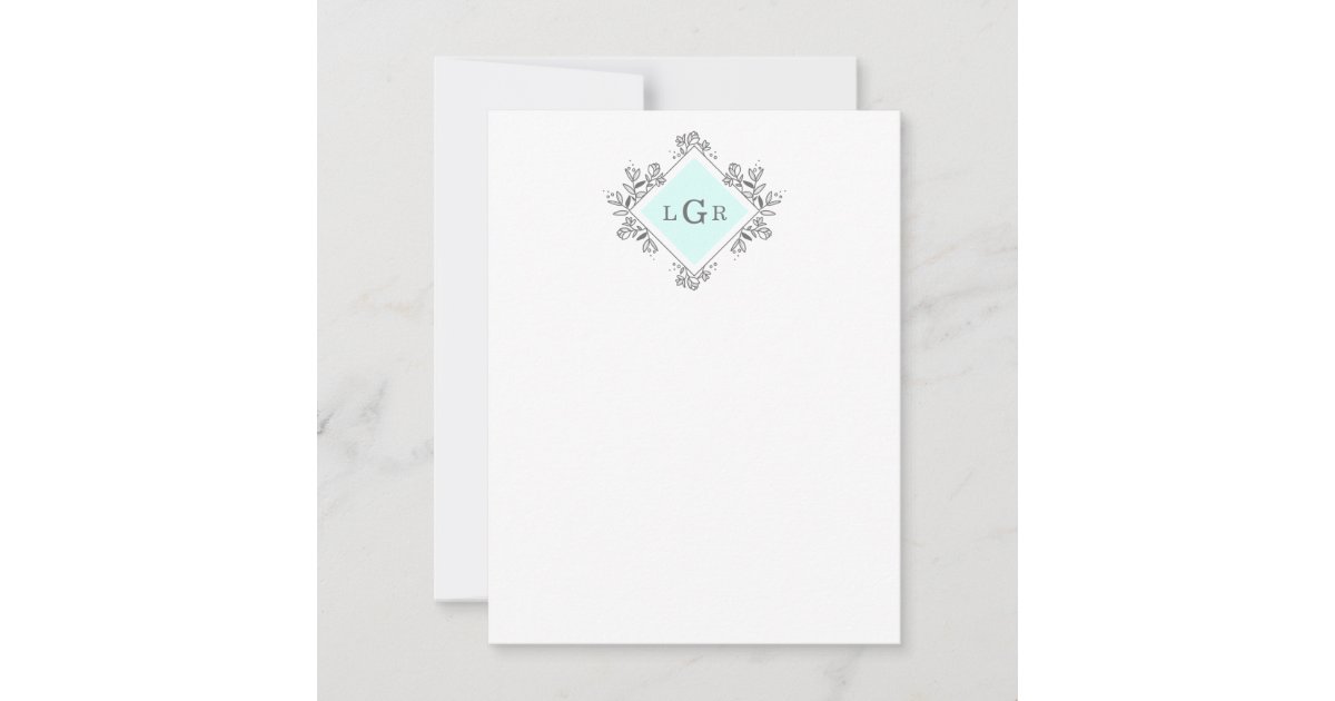 Simple Drawn Floral Blue Note Card | Zazzle