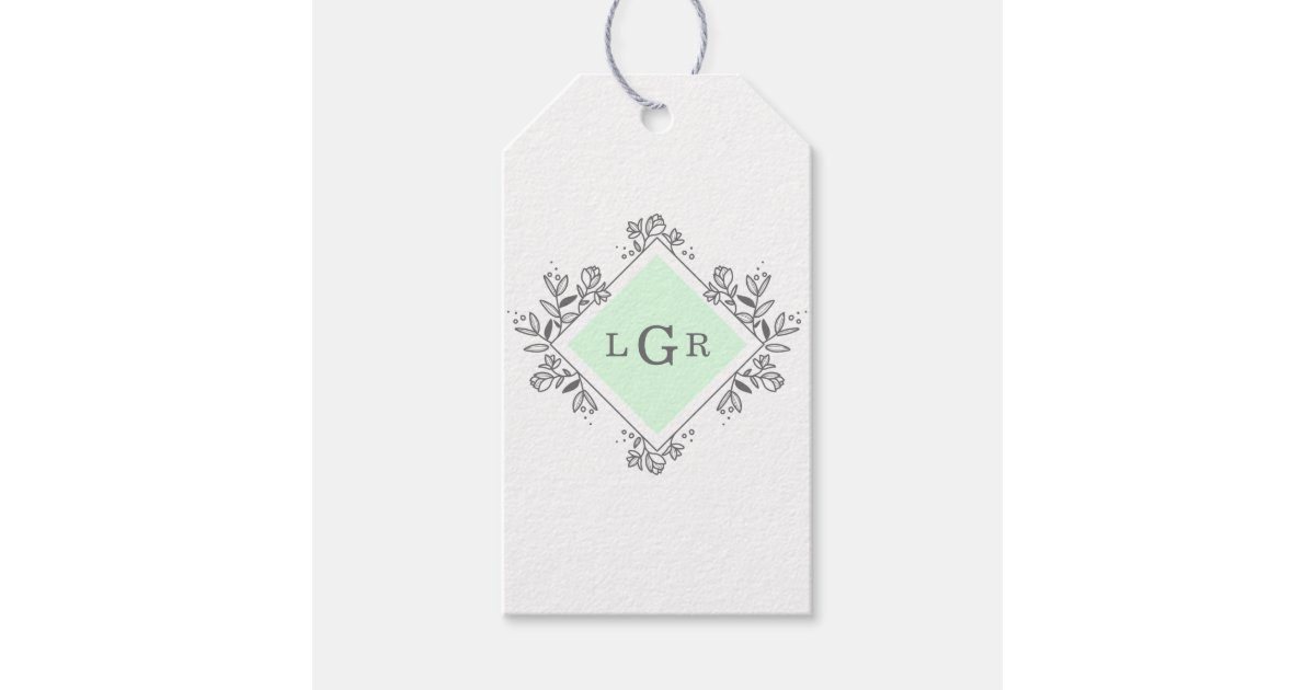 Simple Drawn Floral Green Gift Tags | Zazzle