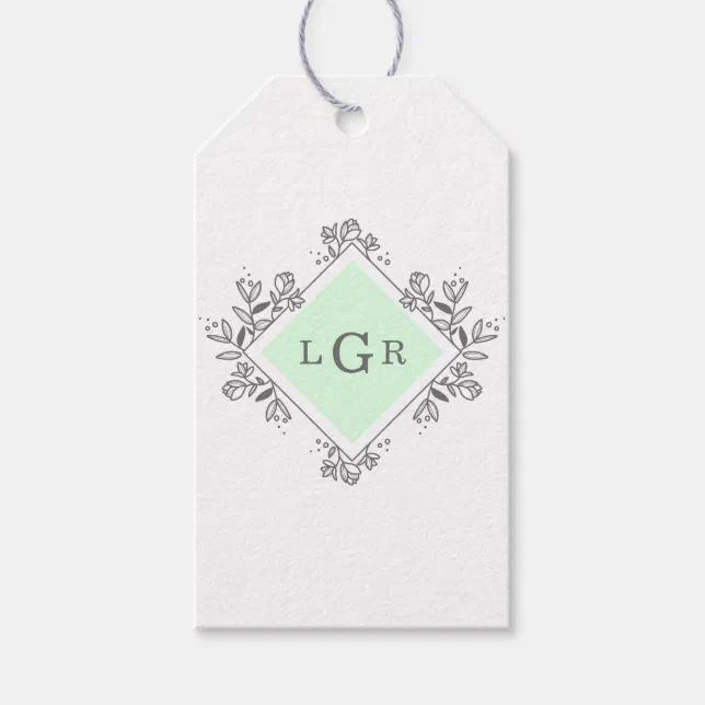 Simple Drawn Floral Green Gift Tags | Zazzle