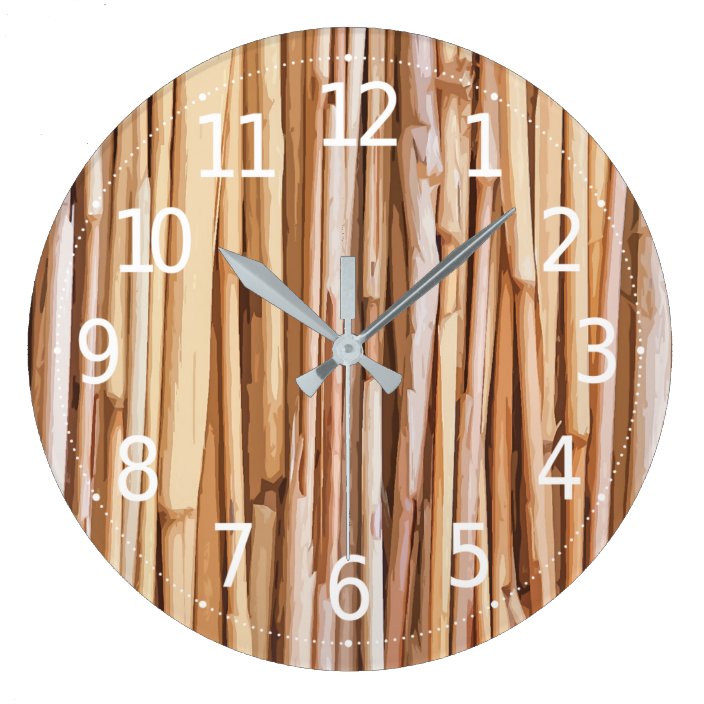 Simple Dried Bamboo Artwork | Wall Clock | Zazzle.com