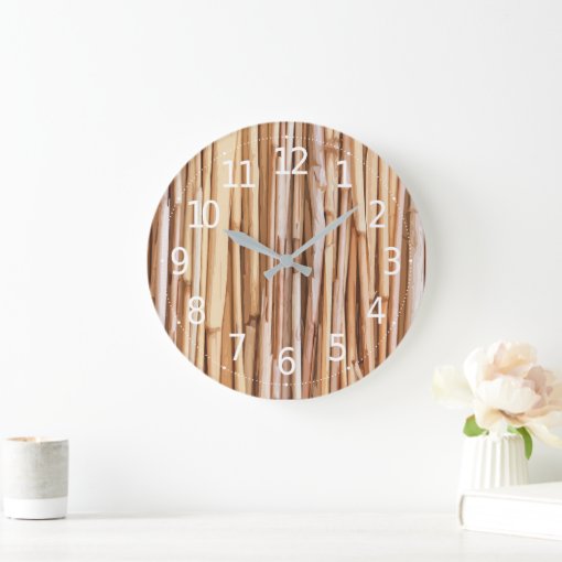 Simple Dried Bamboo Artwork | Wall Clock | Zazzle