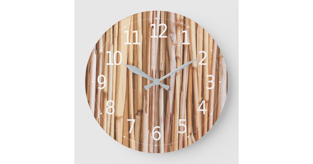 Simple Dried Bamboo Artwork | Wall Clock | Zazzle
