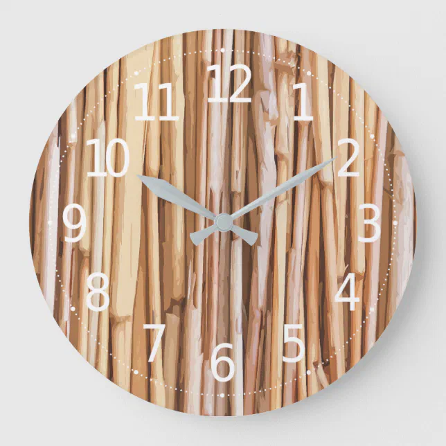 Simple Dried Bamboo Artwork | Wall Clock | Zazzle